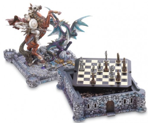 Dragon And Knight Medieval Chess Board Game Set Decor