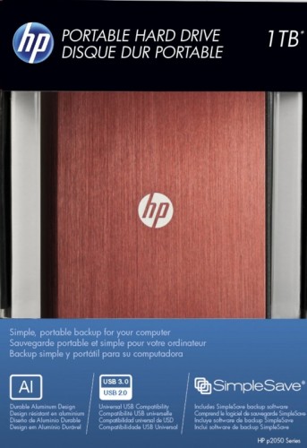 HP 1TB Red Brushed Aluminum Portable Hard Drive