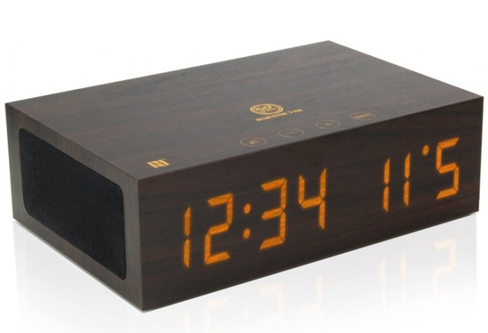 Bluetooth Wireless Stereo Speaker Wooden Alarm Clock
