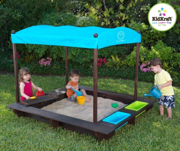 Sun Smarties Wood Sandbox with Canopy