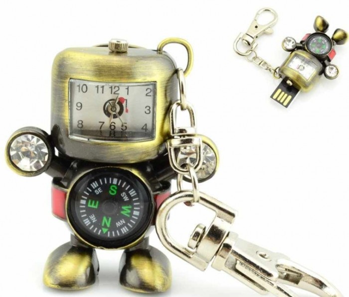 USB Flash Drive with Stainless Steel Robot Time Clock