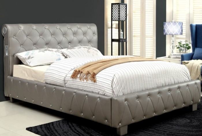 Platform Bed with Bluetooth Speakers