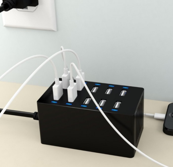 10-Port Family-Sized Desktop USB Rapid Charger