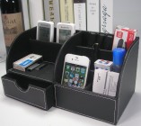 7 Storage Compartments Multifunctional PU Leather Office Desk Organizer
