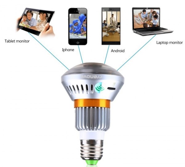 WirelessWiFi Automatic Light Control and Video Recording Bulb Hidden ...