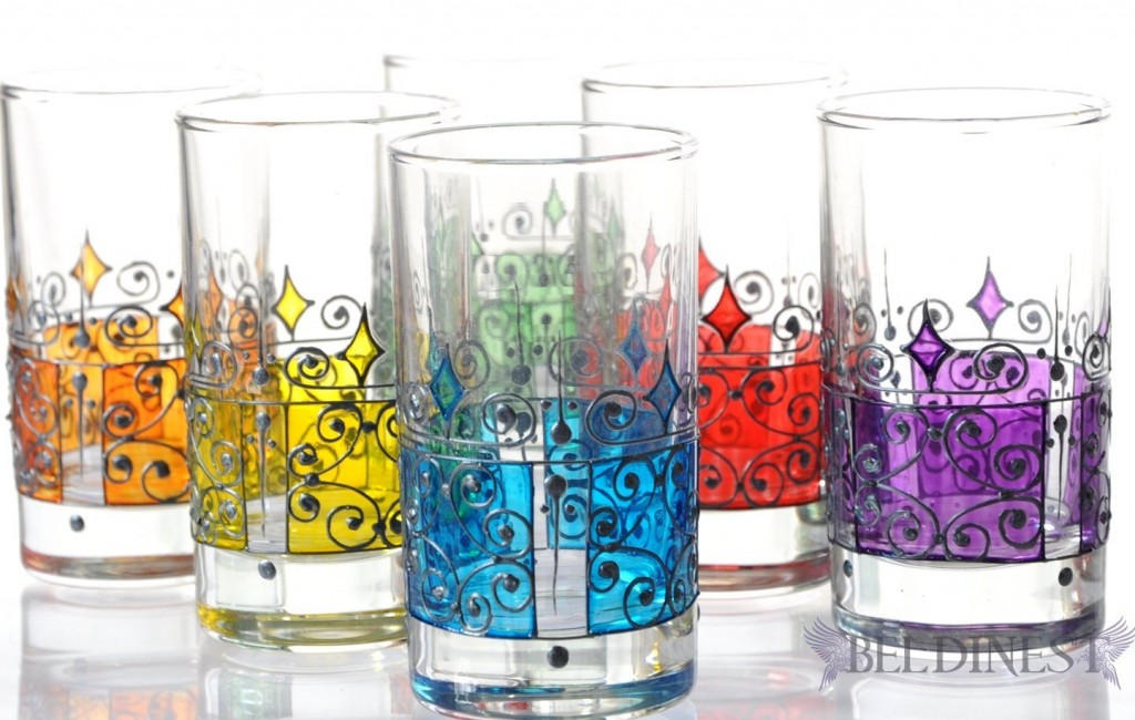 Hand Painted 6 Tea Glasses