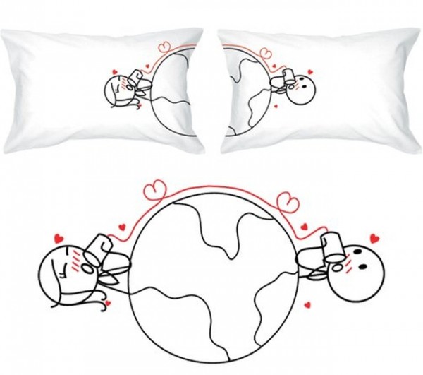 Love Has No Distance His and Hers Couple Pillowcases
