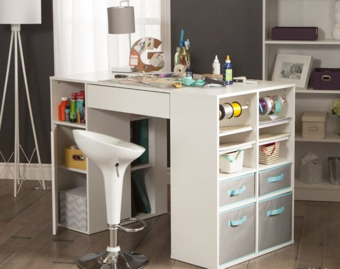 Counter-Height Craft Table with Storage