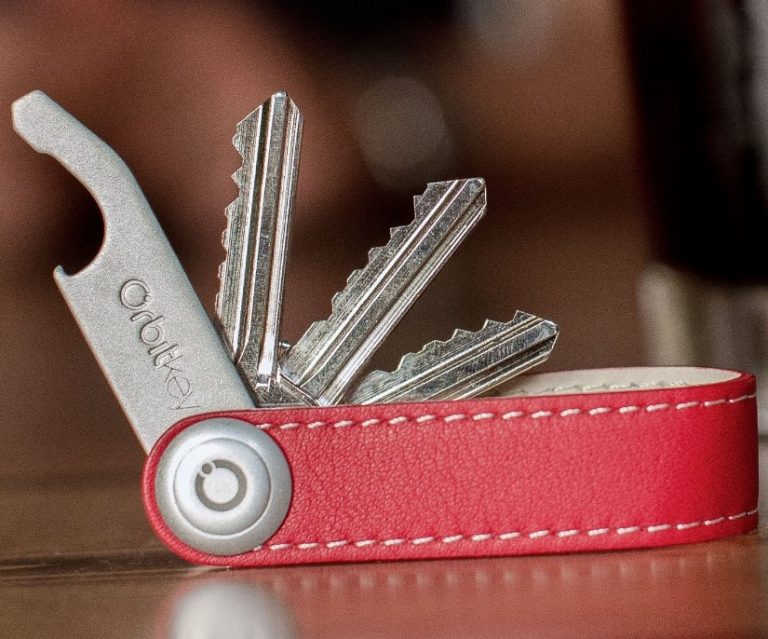 Premium Leather Orbitkey Red With White Stitching