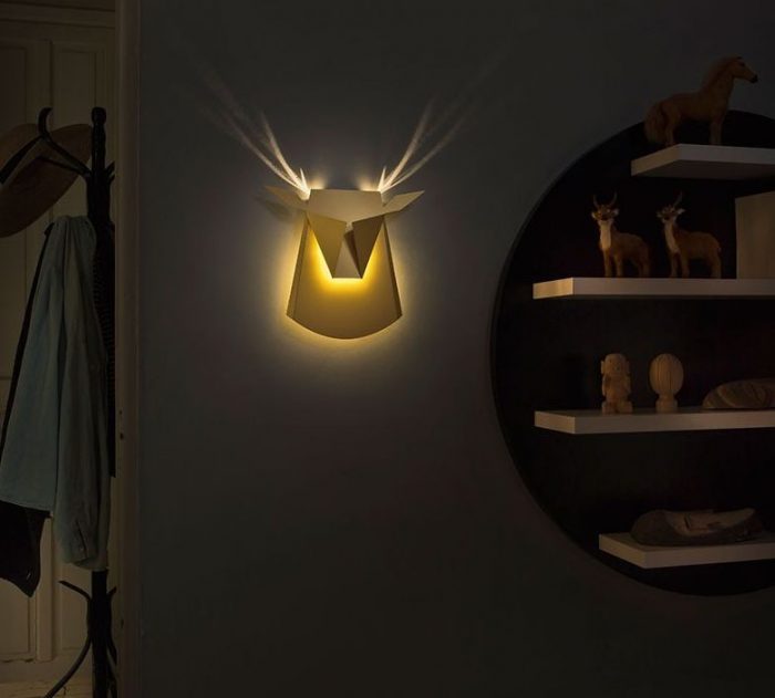 Aluminium Wall LED Light Deer Head Fixture Electricity Plug