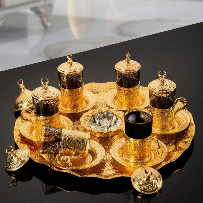 Gold Plated Turkish Tea Set
