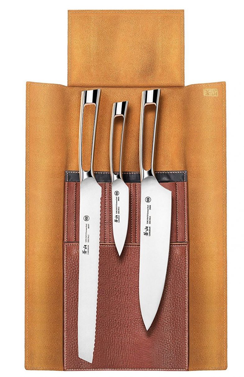4 Piece Leather Roll Knife Set