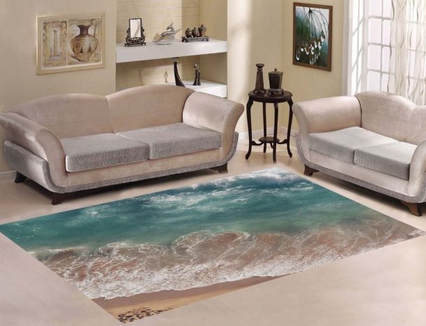 Decor Beach Sea and Ocean Wave Area Rug Carpet 7’x5′ For Living Room ...