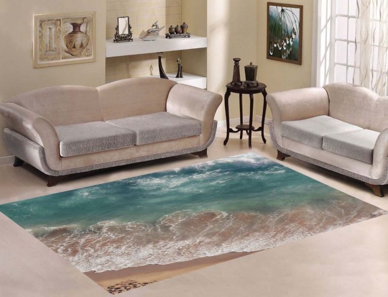 Decor Beach Sea and Ocean Wave Area Rug Carpet 7’x5′ For Living Room ...