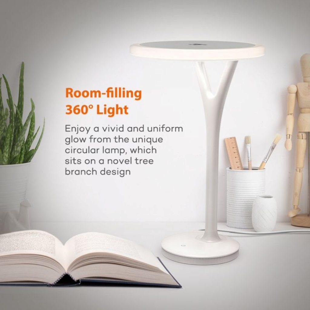 LED Desk Lamp with Circular Lamp Head and Room