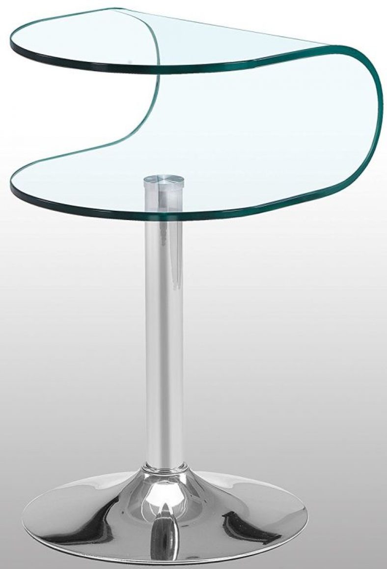 Modern Curved Glass End Table