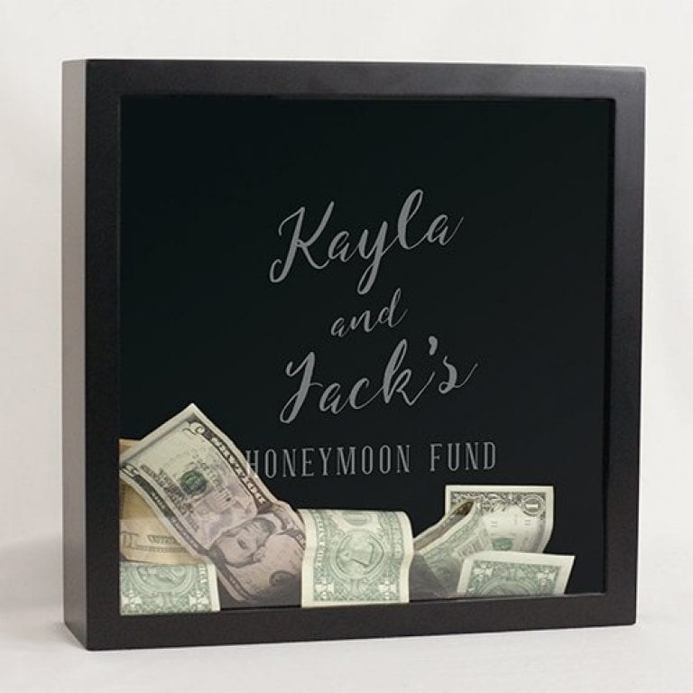 Engraved Honeymoon Fund Shadow Box