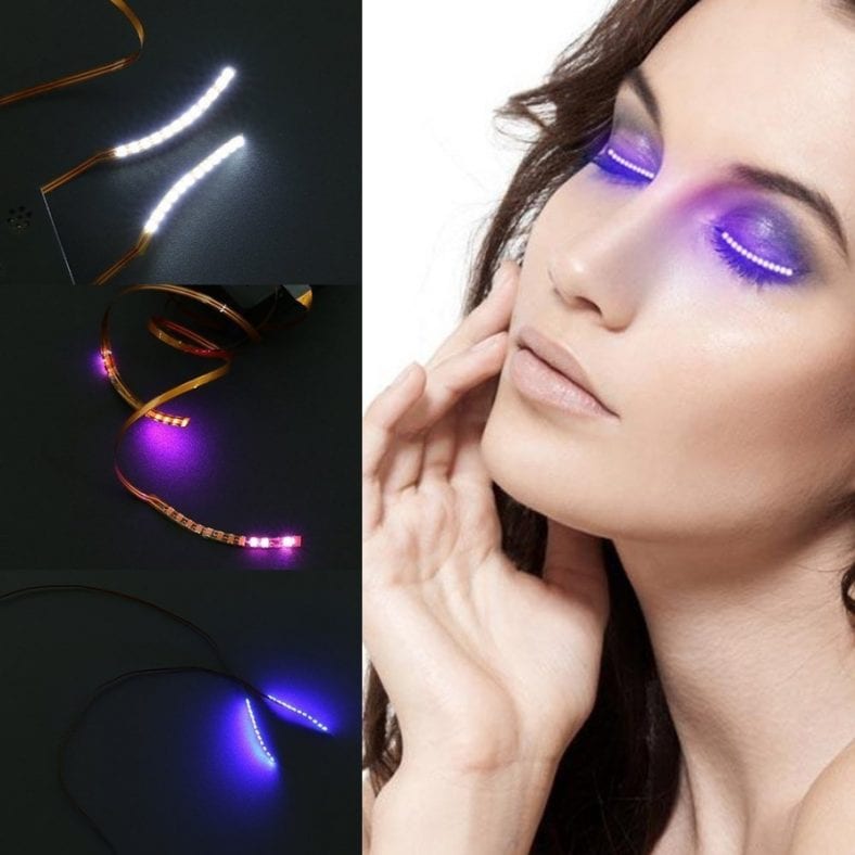 Waterproof LED F. Lashes Glowing False Eye lashes Music Sound Control ...