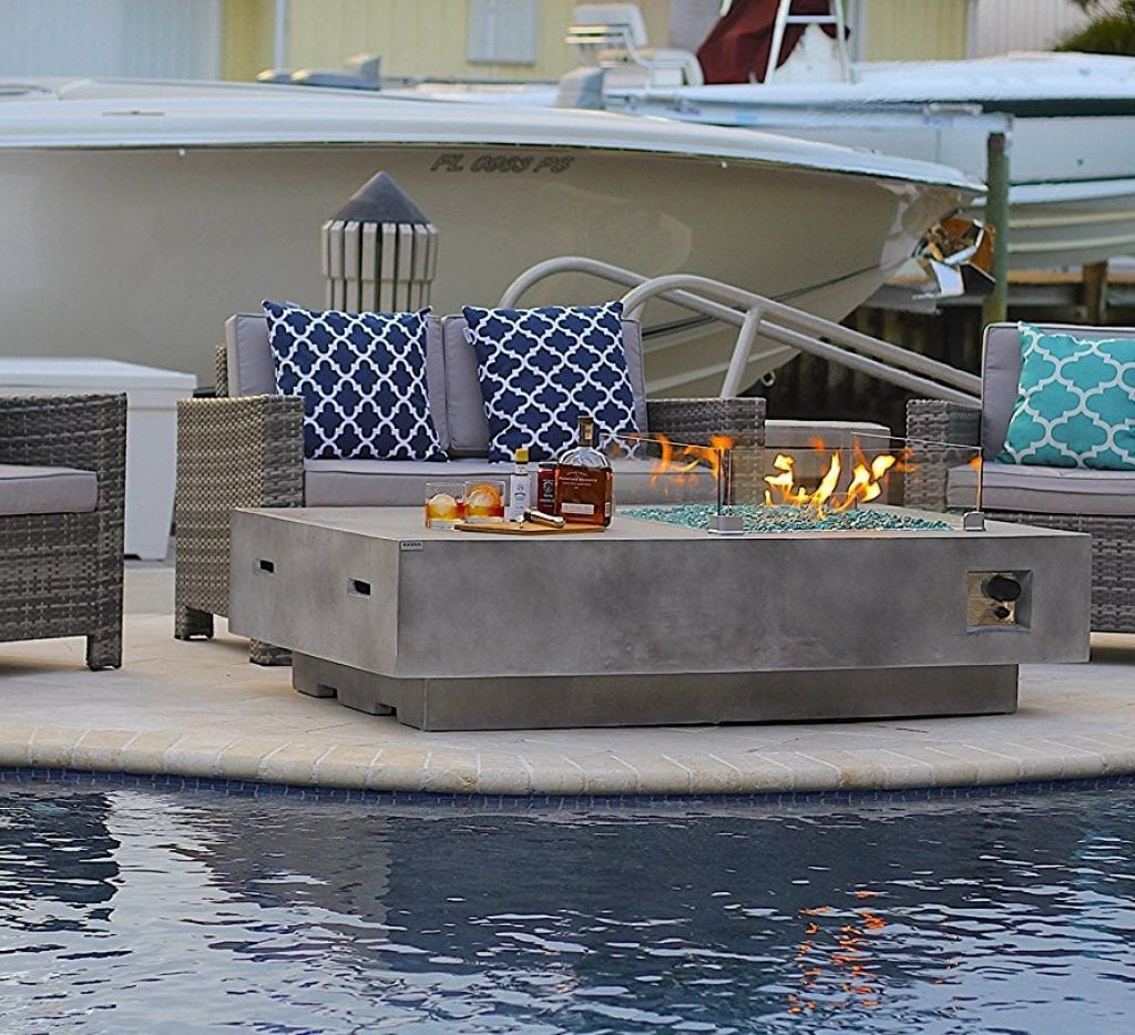 Rectangular Modern Concrete Fire Pit Table