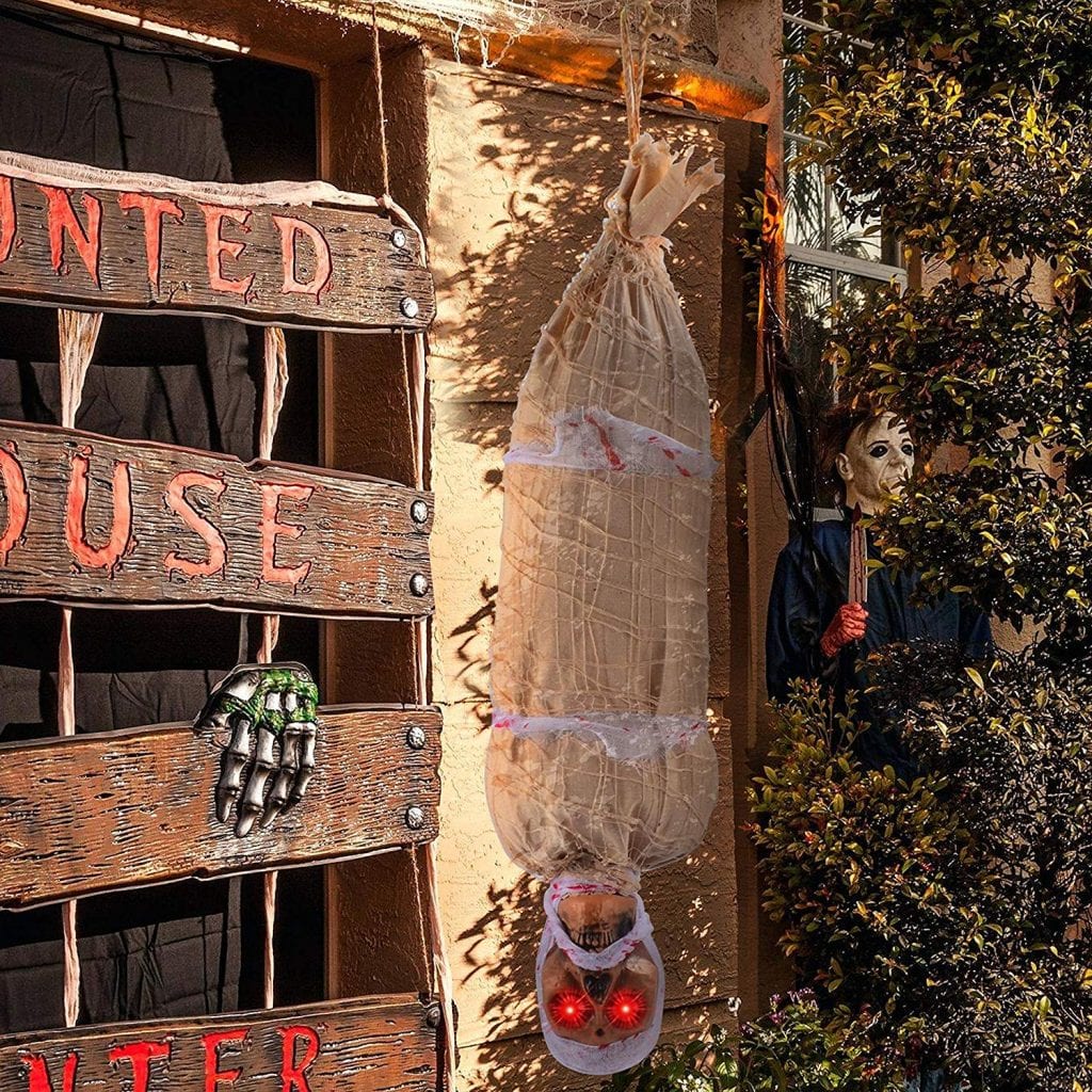 Halloween Animated Hanging Corpse with LED Light Up