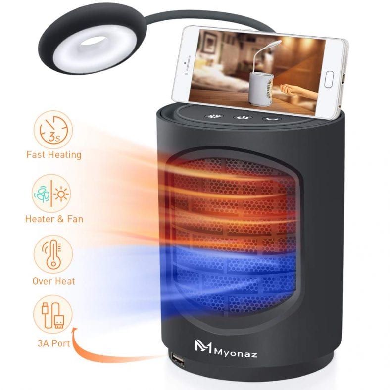 Pro 4 In 1 Mini Space Heater with Heat USB 3A and Natural Wind Reading ...