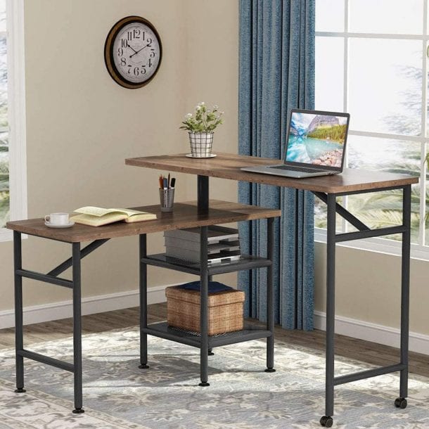 L Shaped Rotating Standing Desk