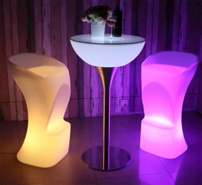 Stool Waterproof LED Light Feet Shaped Bar Stool