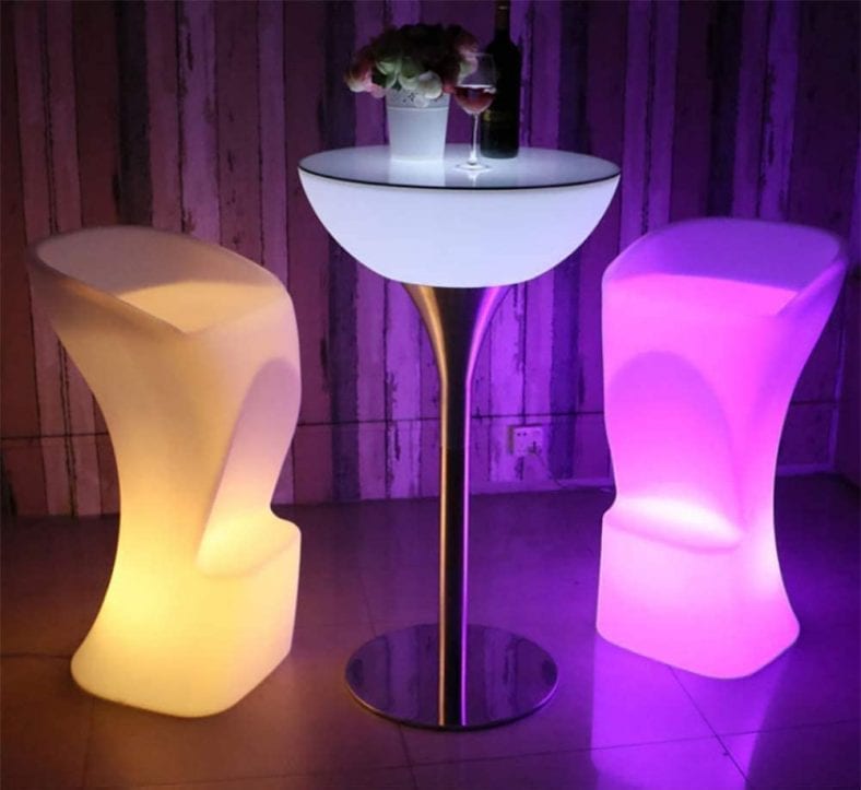 Stool Waterproof LED Light Feet Shaped Bar Stool