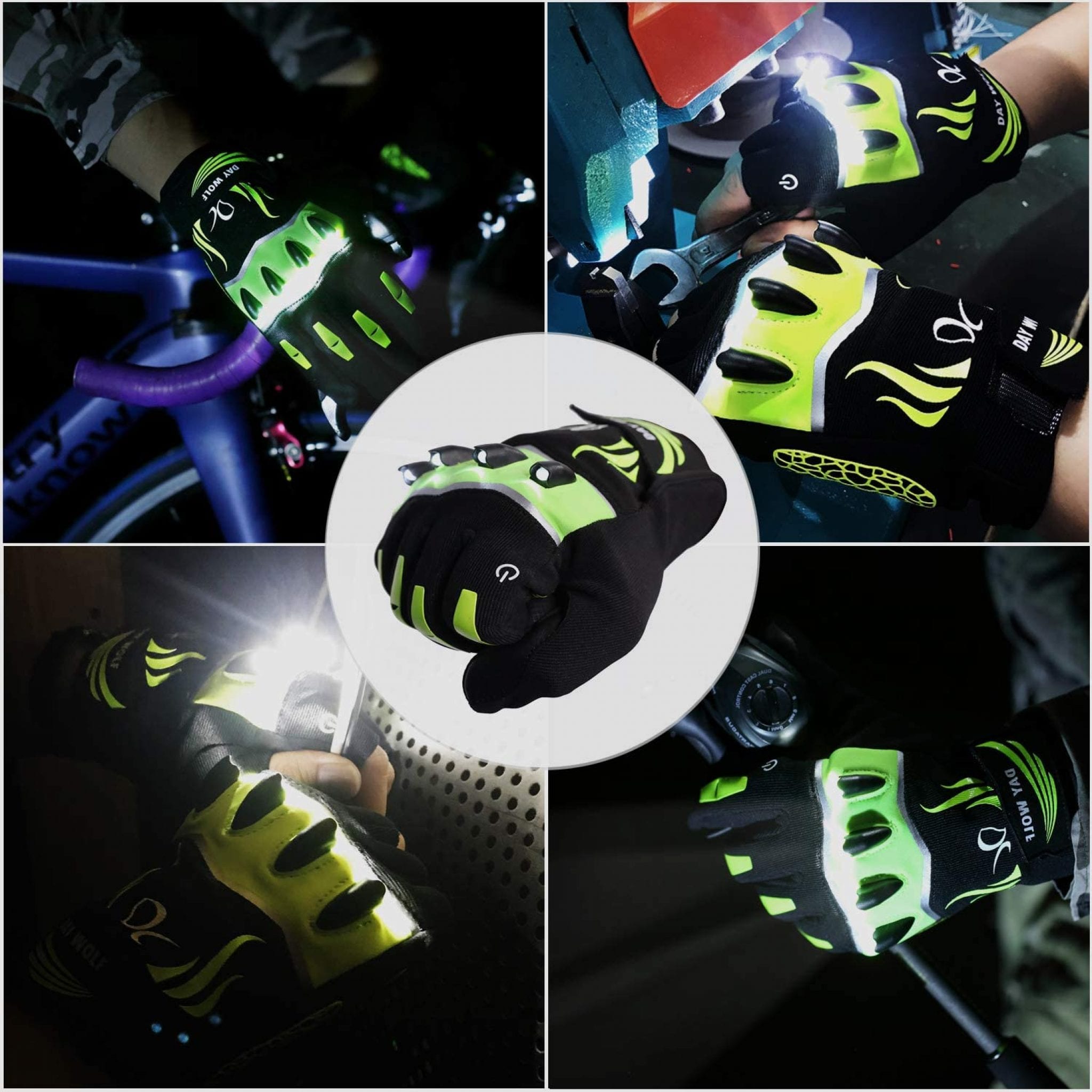LED Flashlight Gloves Touch Screen Rechargeable 3 LED Modes Bright Torch