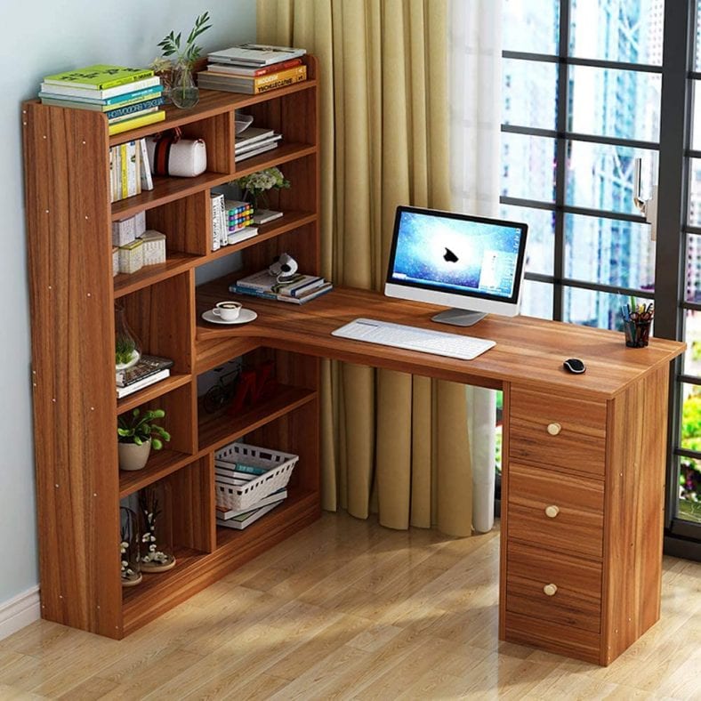 Bookshelf Modern Simple PC Laptop Study Table Stable Workstation