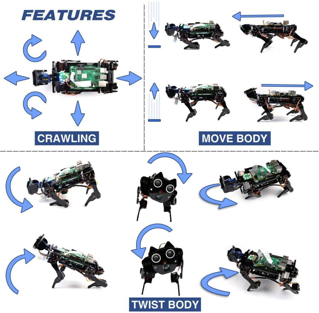 Freenove Robot Dog Kit for Raspberry Pi 4 B 3 B+ B A+, Walking Freenove Robot Dog Kit for Raspberry Pi 4 B 3 B+ B A+, Walking
